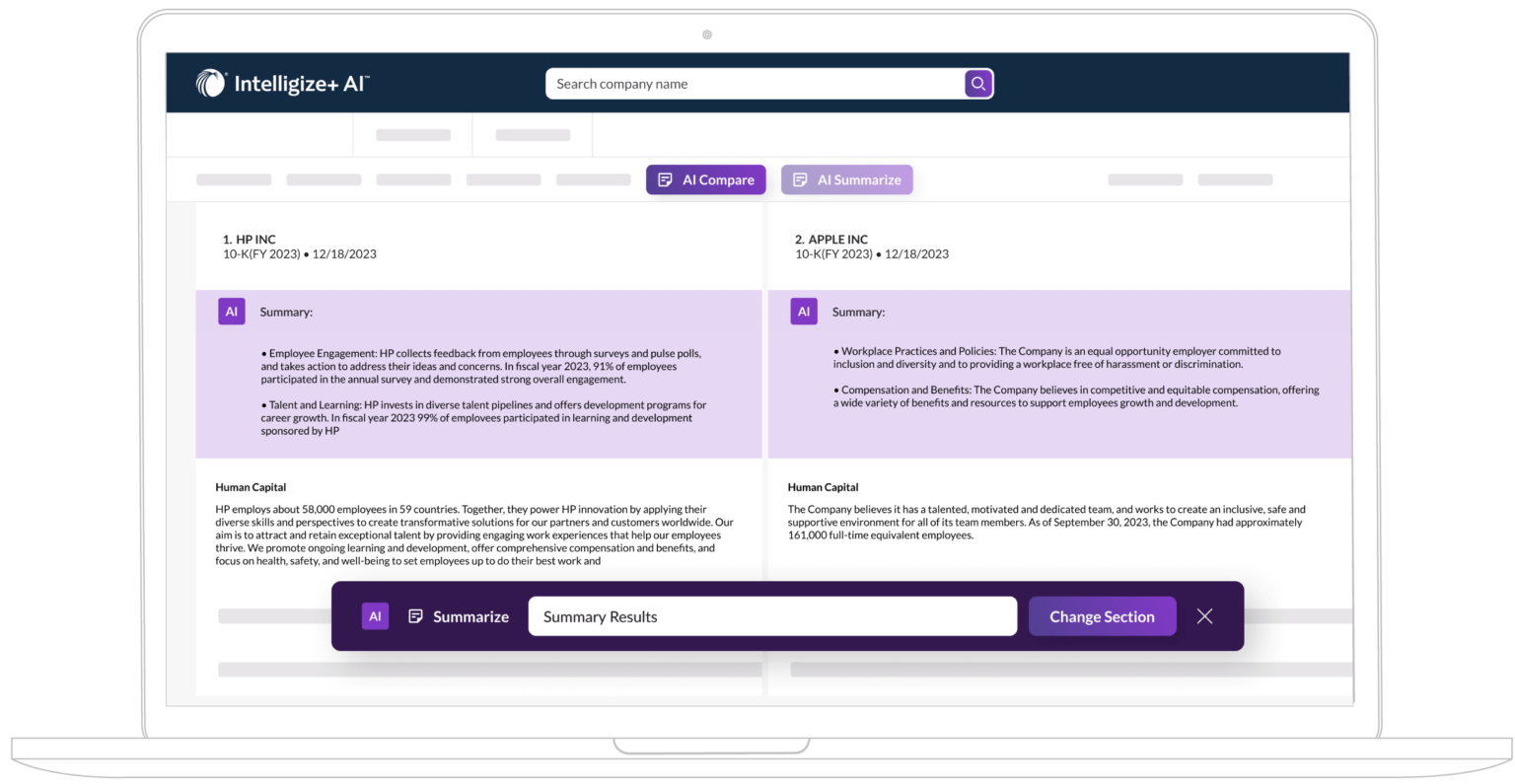 SEC Filings Research platform, now with AI features | Intelligize