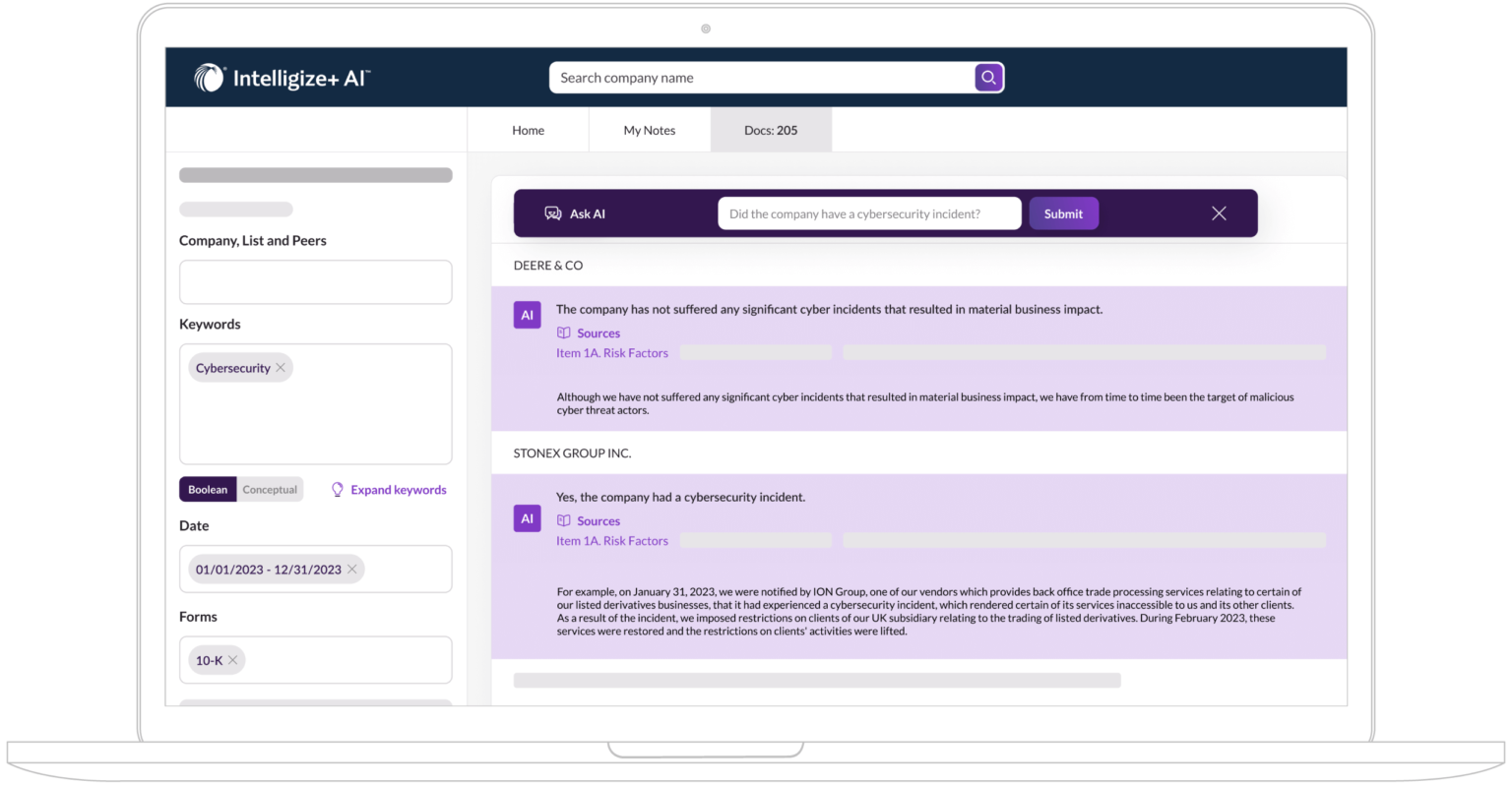 SEC Filings Research platform, now with AI features | Intelligize