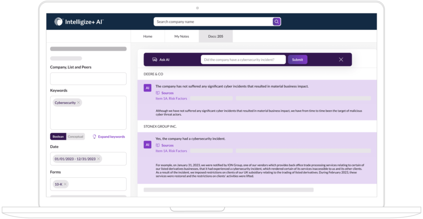 SEC Filings Research platform, now with AI features | Intelligize